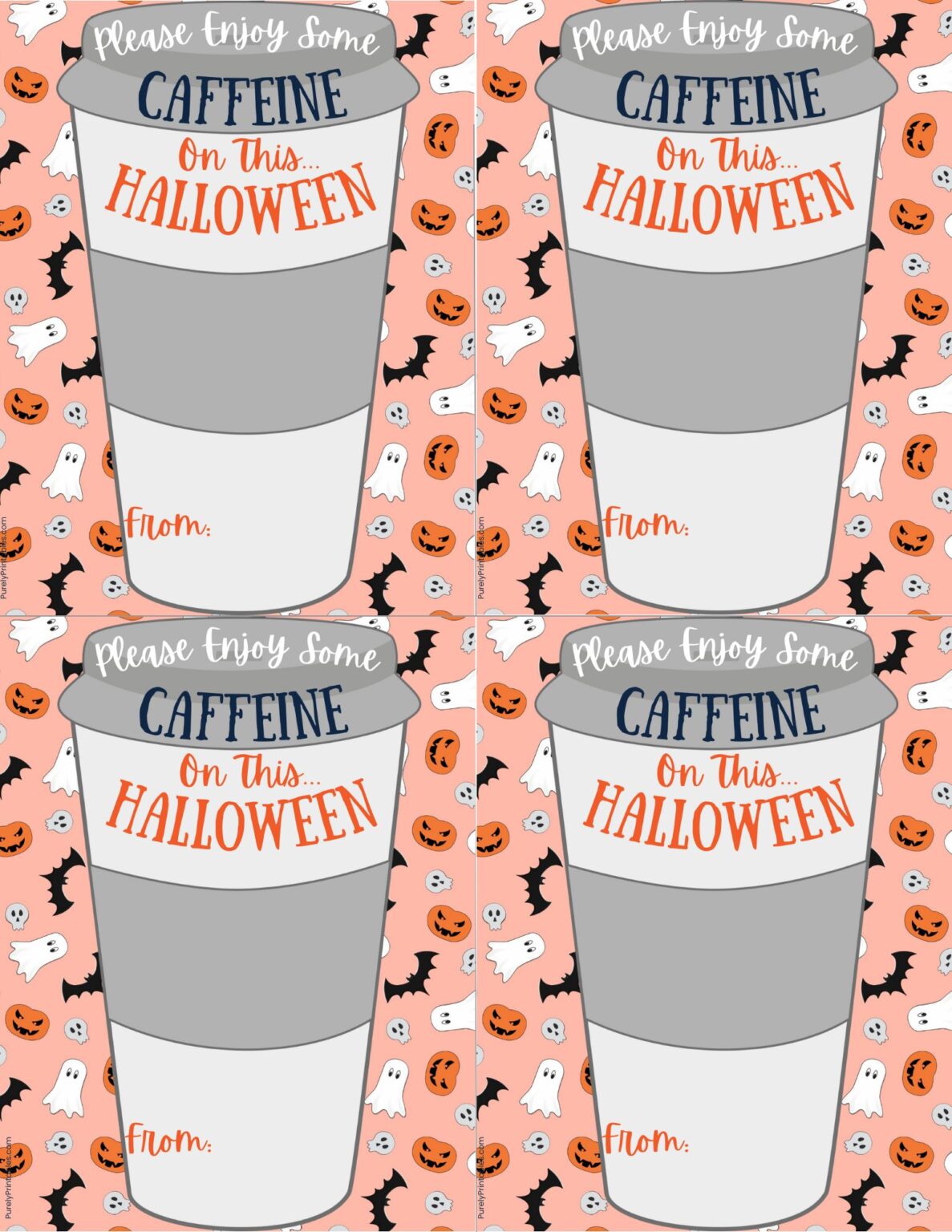 Free Halloween Printable Coffee Gift Card Customizable Tags – Purely ...