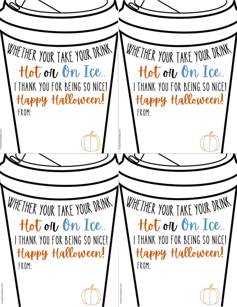 Free Halloween Printable Coffee Gift Card Customizable Tags – Purely ...