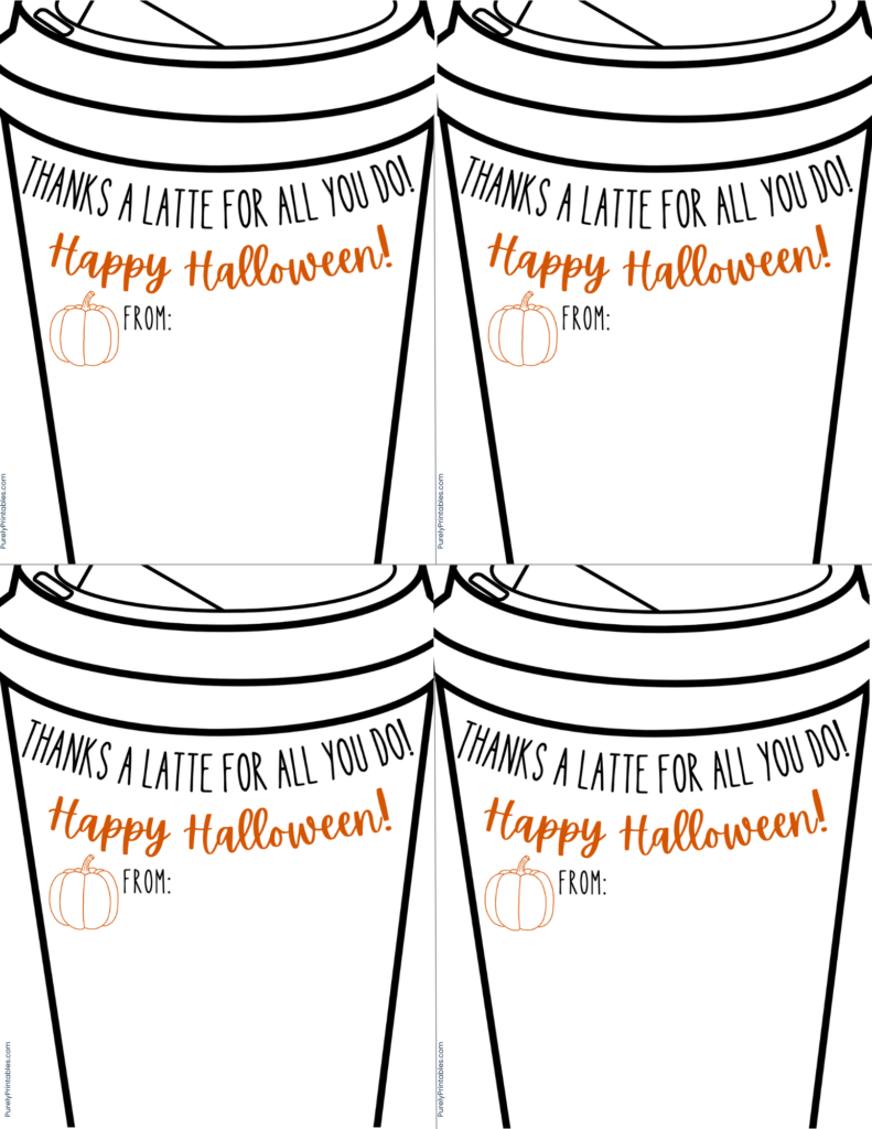 Free Halloween Printable Coffee Gift Card Customizable Tags – Purely ...