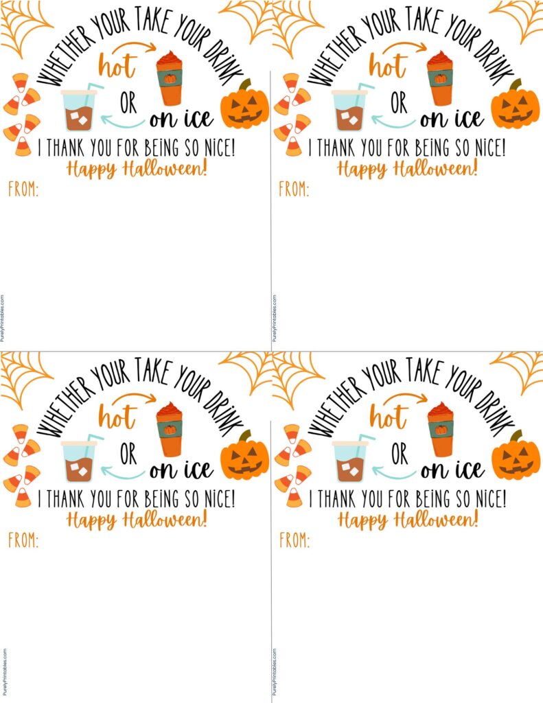 Free Halloween Printable Coffee Gift Card Customizable Tags – Purely ...