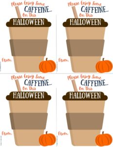 Free Halloween Printable Coffee Gift Card Customizable Tags - Purely ...